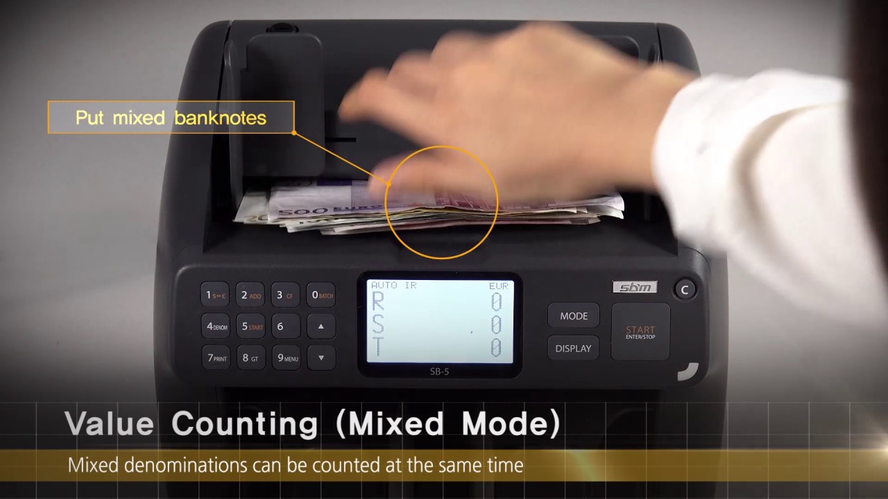 SB-5 2-pocket banknote counting machine - YouTube