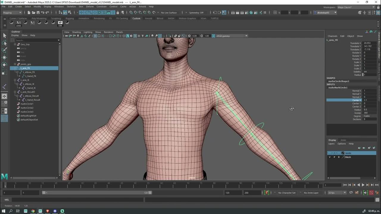 Rigging Humanoid - FK and IK Arms Controls Joints Part 5 - YouTube