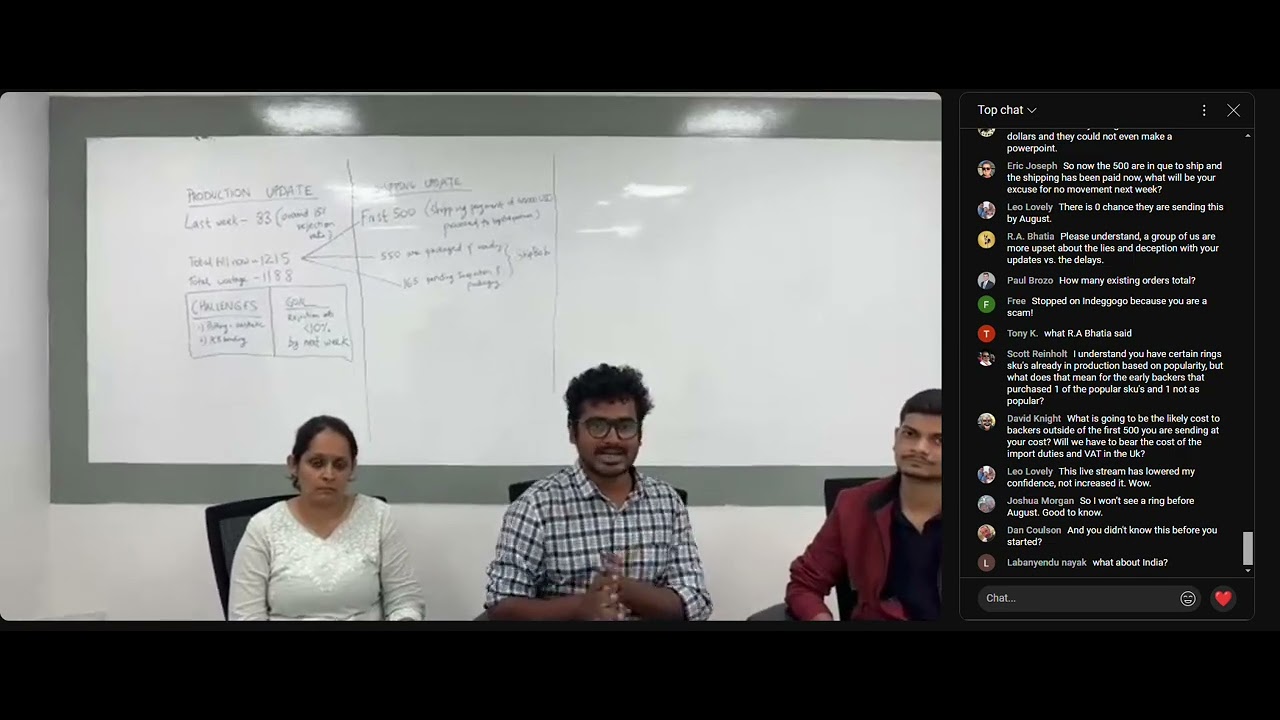 Ring ONE Team Interaction with Backers and live chat text - YouTube