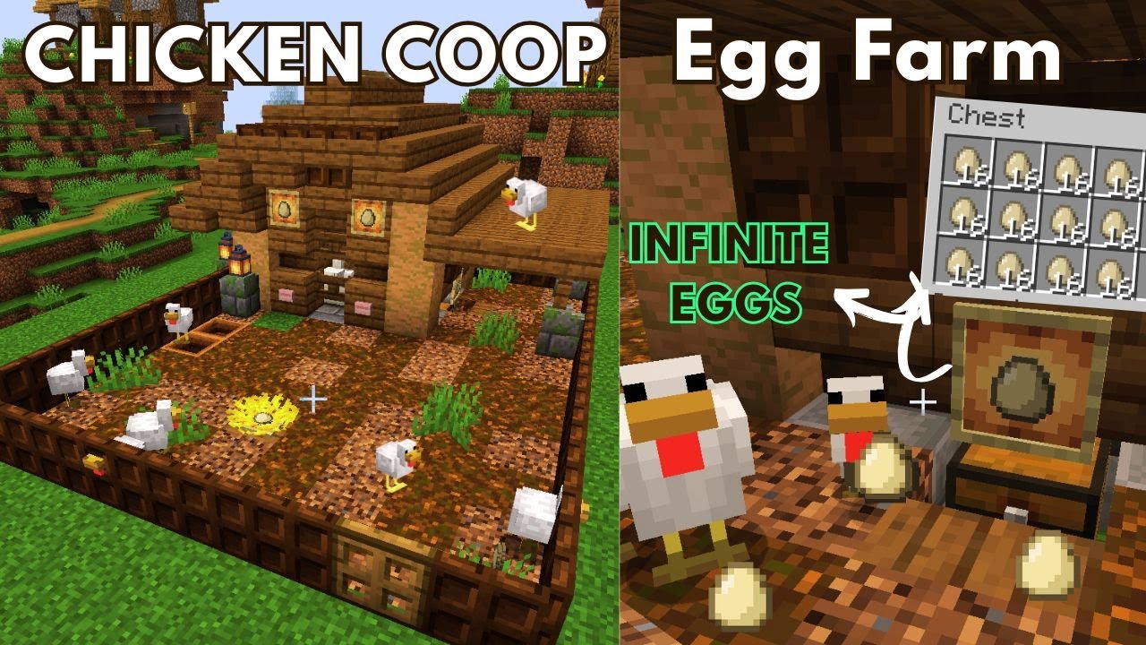 Minecraft: Automatic Egg Farm tutorial / Chicken Coop tutorial - YouTube