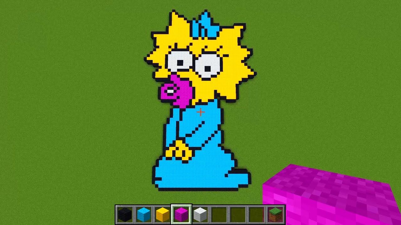 How To Draw in Minecraft? Pixel Art Maggie Simpson - YouTube