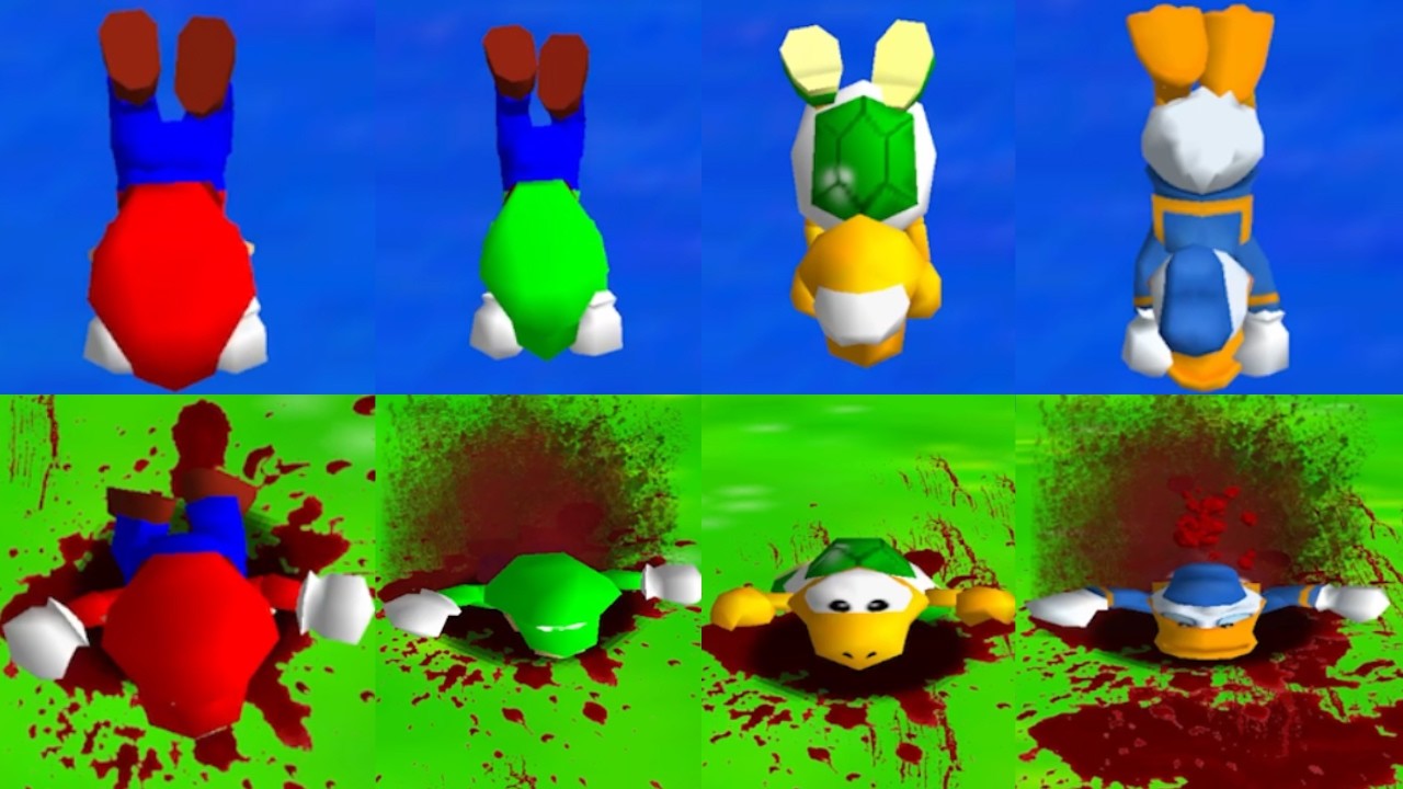 All Characters falling extreme 1000 meters down in Mario 64 - YouTube