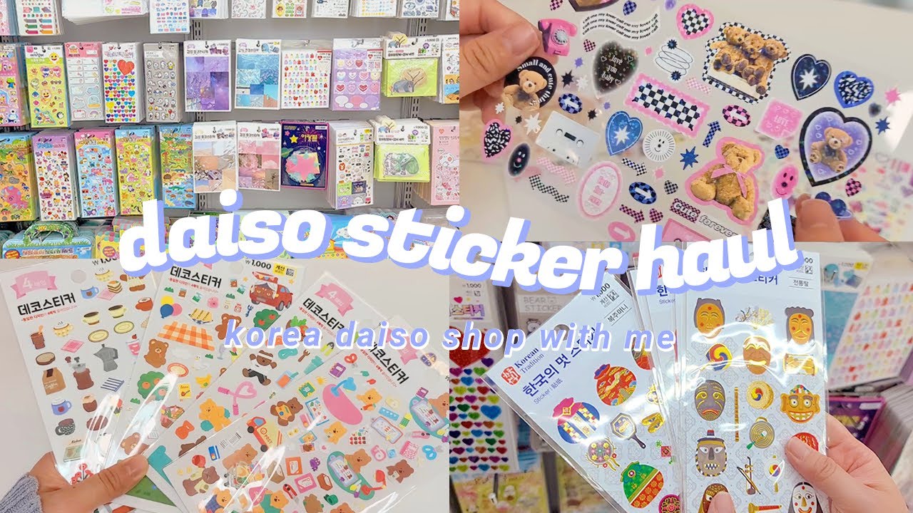 huge korea sticker haul💚daiso shopping in korea💜korea vlog💖 - YouTube