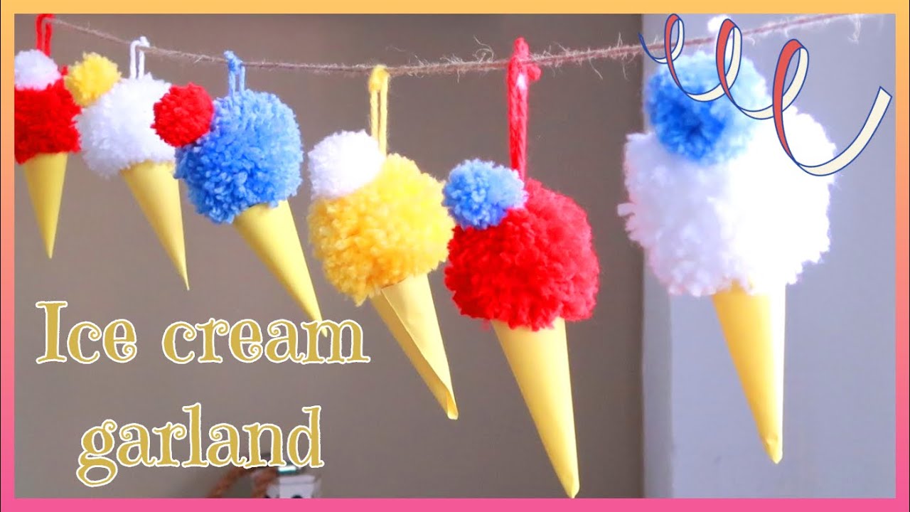 How to make an ice cream garnald, with wool pompoms DIY crafts ...