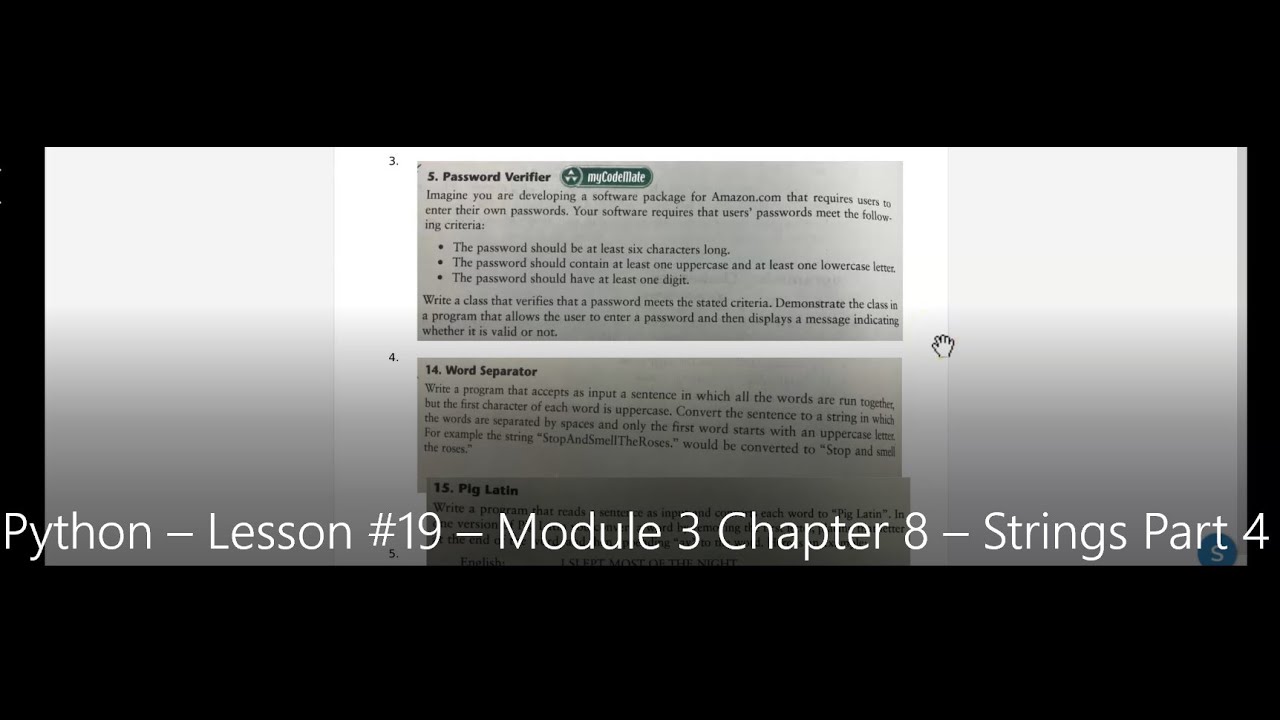 Python – Lesson #19 – Module 3 Chapter 8 – Strings Part 4 - YouTube