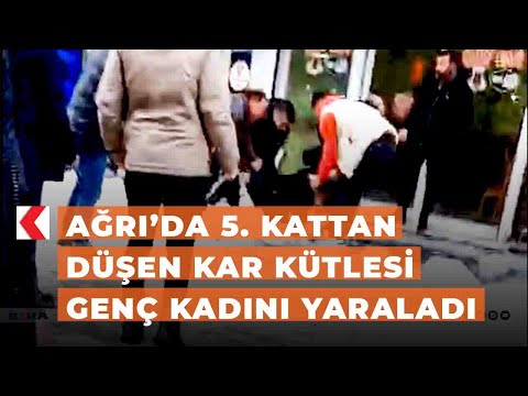Ağrı’da 5. kattan düşen kar kütlesi genç kadını yaraladı