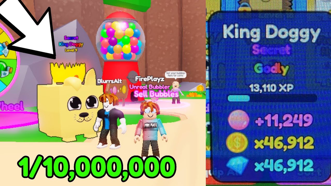 🍀👑 Got The *FIRST* KING DOGGY In Bubble Gum Clicker Roblox - YouTube