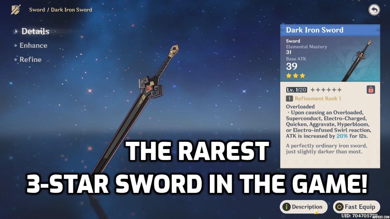The 2nd copy of the rarest 3-star Sword in the Game - Dark Iron Sword ...