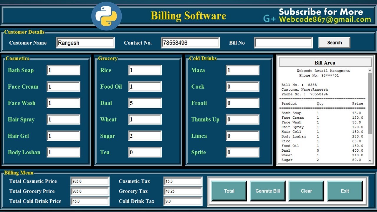 How To Make A Billing Software In Python Hindi Youtube