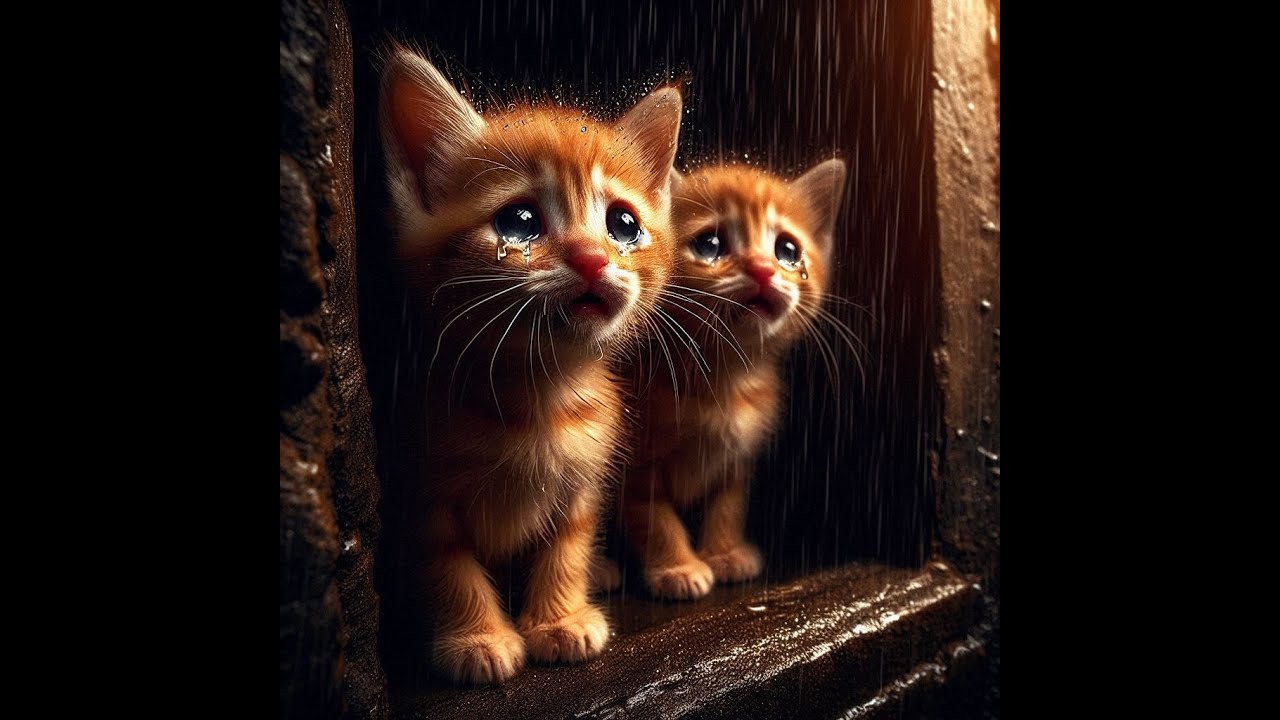 😿 Two Poor Crying Orange Kittens in the Rain Begging for Food 💔 ...