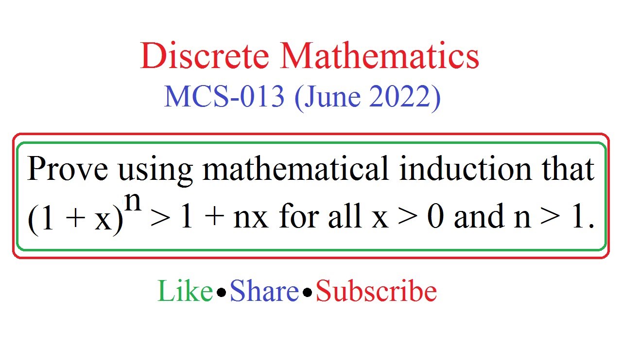 Solution - Q2(a) || MCS 013 June 2022 || Mathematical Induction ...