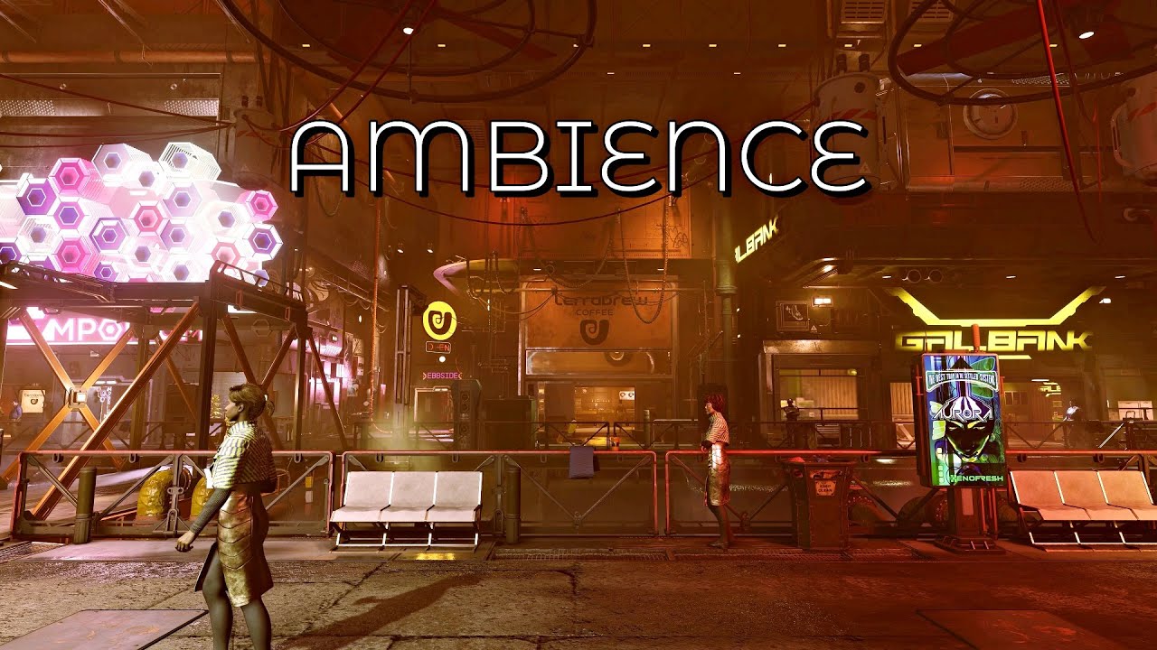 Ambience of Starfield | Neon Core Soundscape #1 | RTX 4090 | 8 Hours for Relaxation, ASMR - YouTube