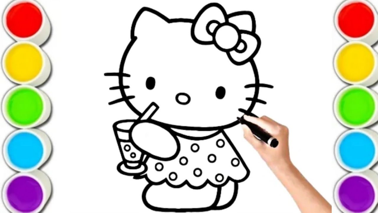 Hello Kitty Drawing, Painting & Colouring For Kids and Toddlers | How ...