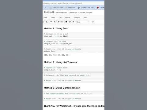 Find Unique Elements in a Python List - 3 Methods (No import needed) - YouTube