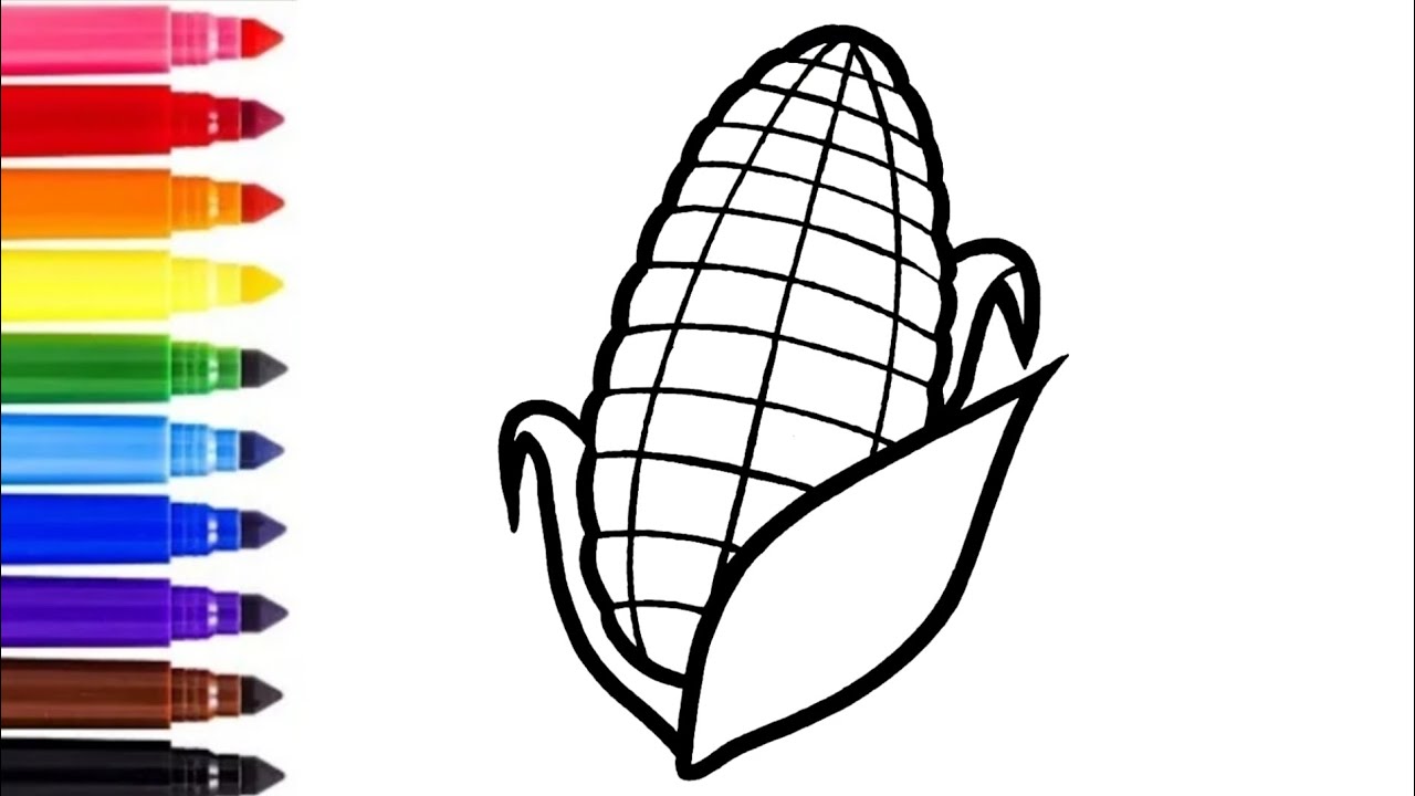 How to draw a Corn 🌽 | Corn Drawing, Painting and Coloring for Kids ...