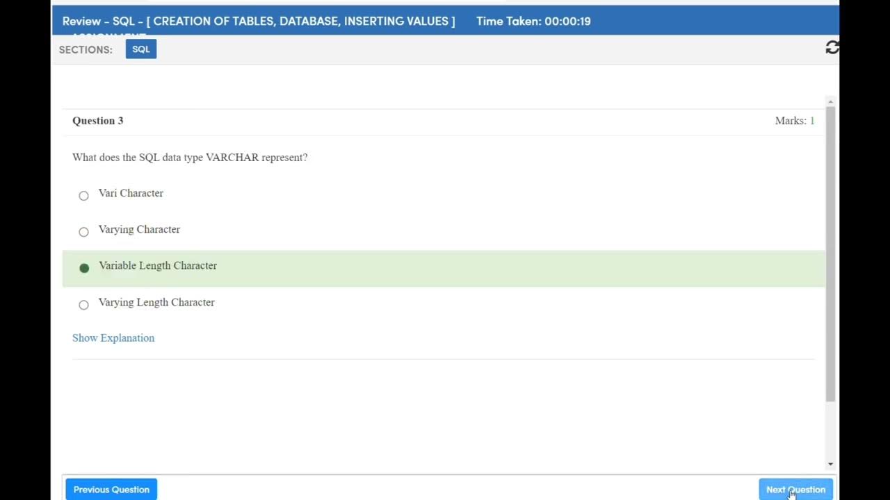 Quiz 35 Section 2 Creation Of Tables Database Inserting Values Kodnest Dream Factory
