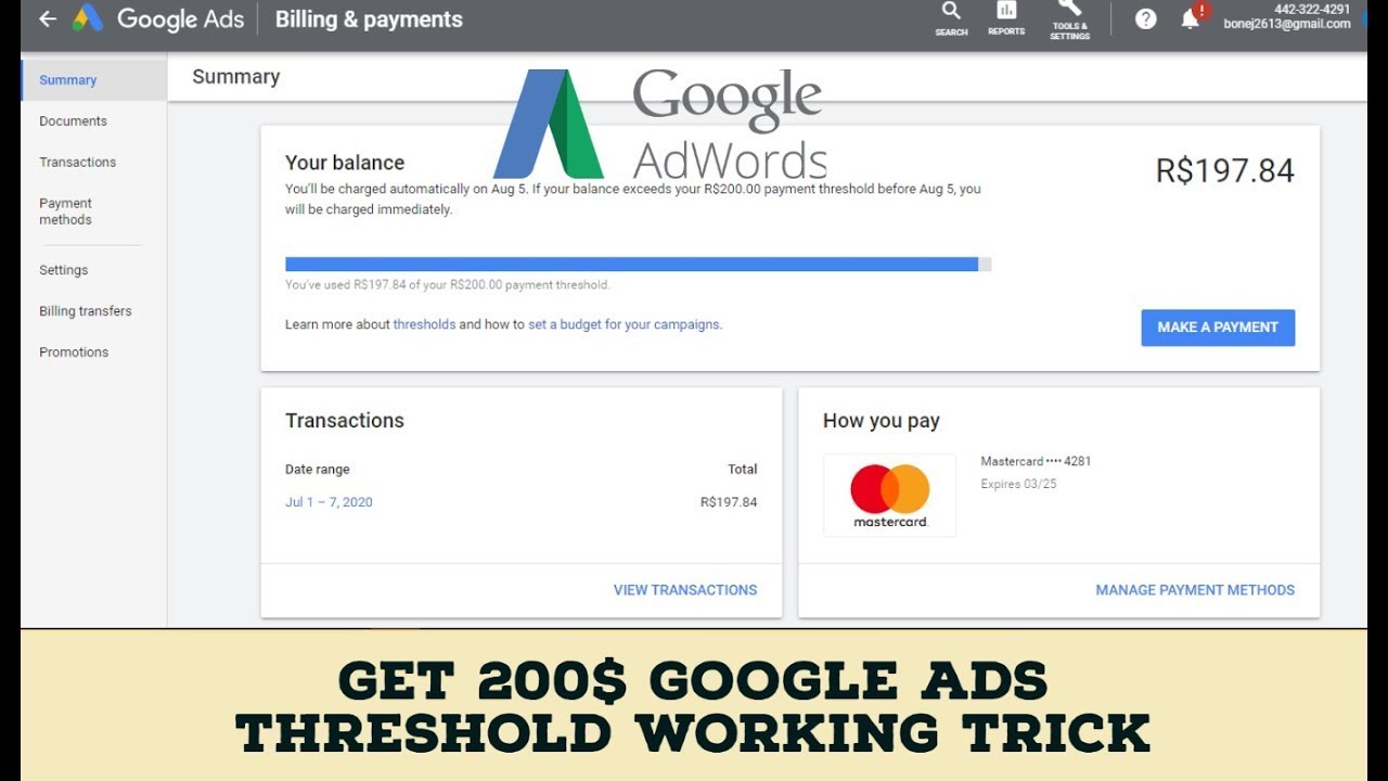Google ads 500$ threshold method 2025 - YouTube
