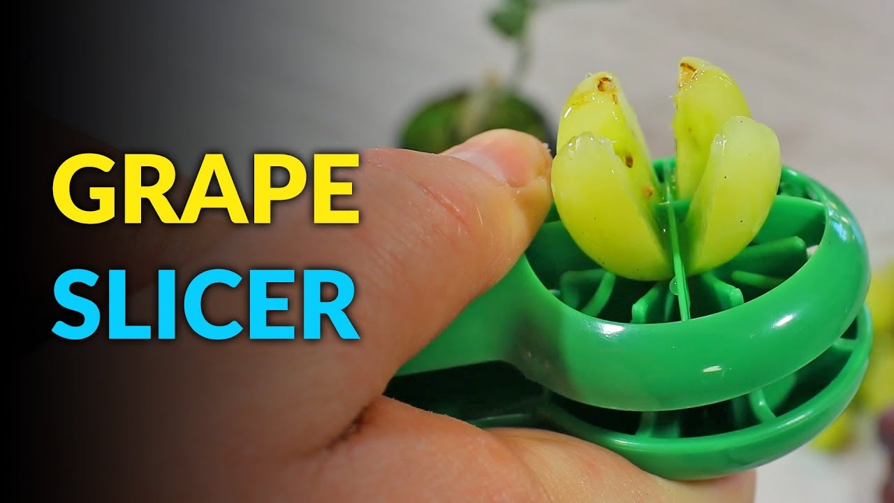 Grape Slicer Easily Cuts Grapes Into 4 Even Slices - YouTube