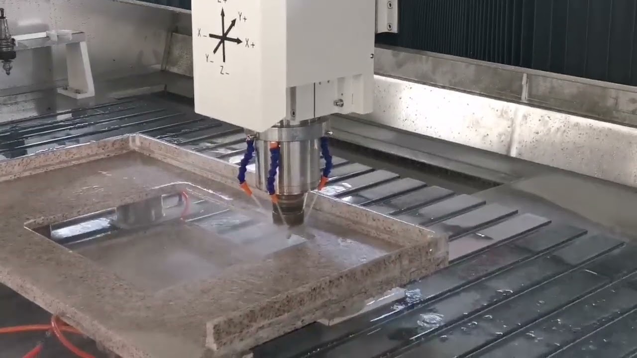 granite open hole edge grinding - YouTube