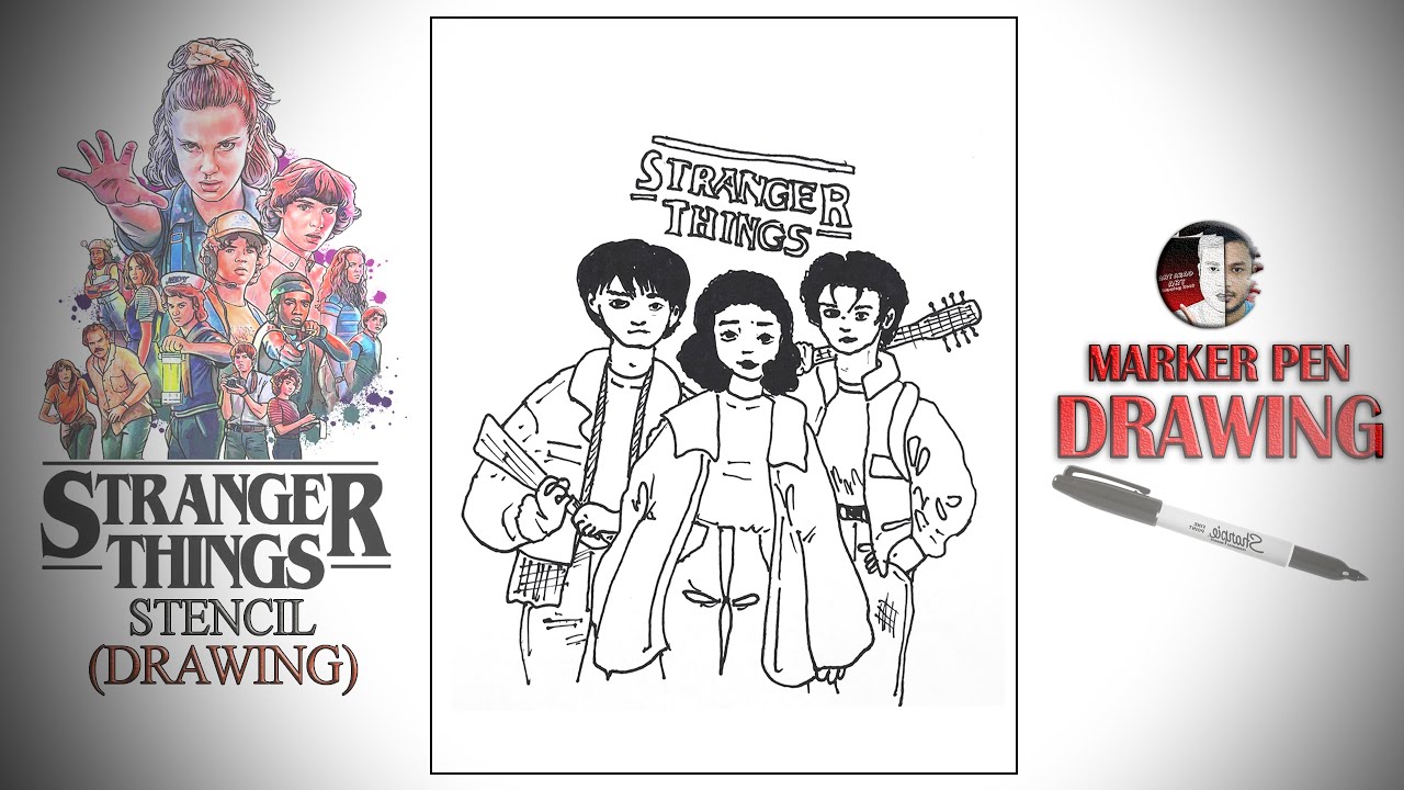 Drawing Stranger Things Art | Stranger Things Poster Drawing - YouTube