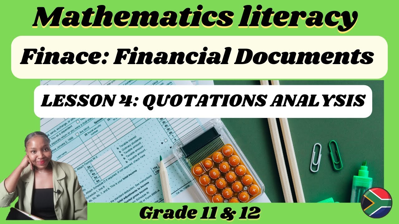 Grade 12 Maths Literacy Finance Financial documents Quotations - YouTube