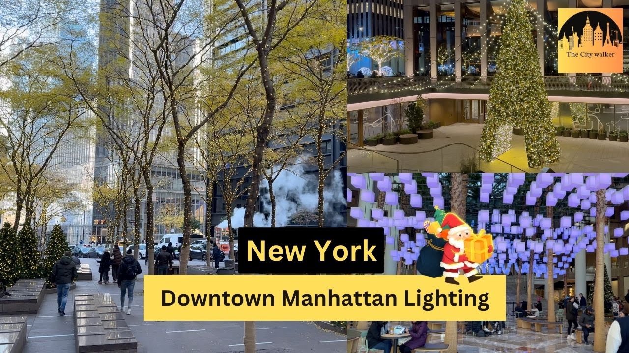 🇺🇸 ️🎄DownTown Manhattan Fall Walk. Feel the magical lights of New York ...