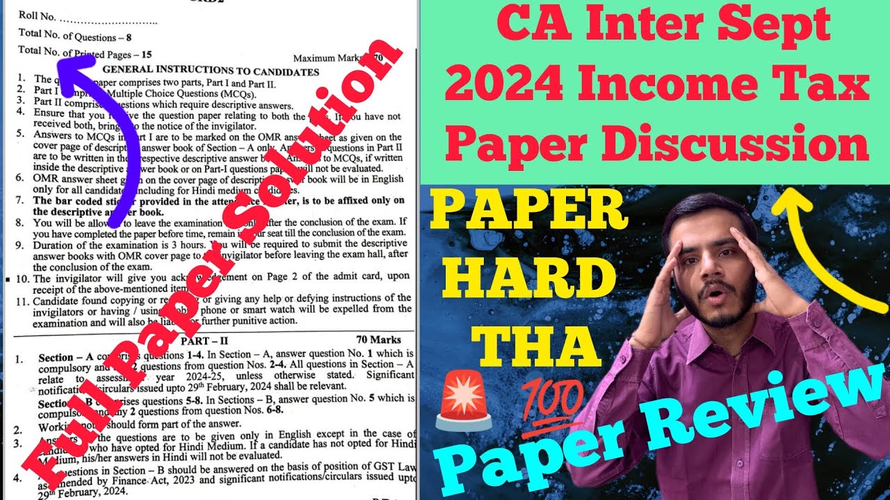 🚨ca inter september 2024 income tax full paper solution😱|ca inter 2024 ...