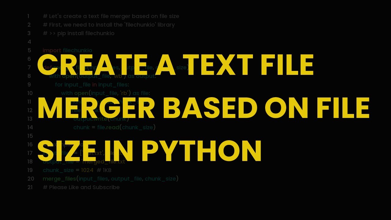 Create a text file merger based on file size in python - YouTube