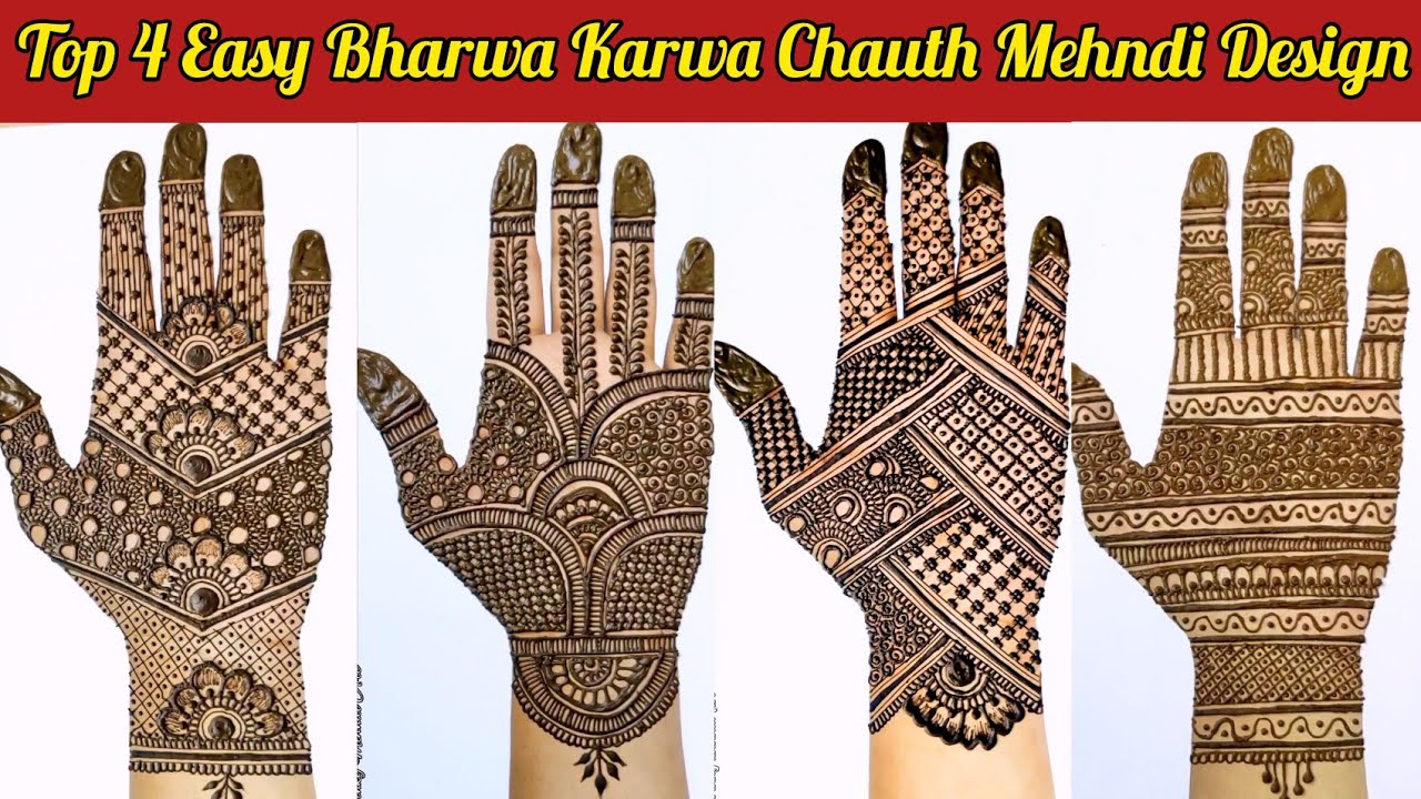 Top 4 easy bharwa mehndi design for front hand l Mehandi ka design l ...