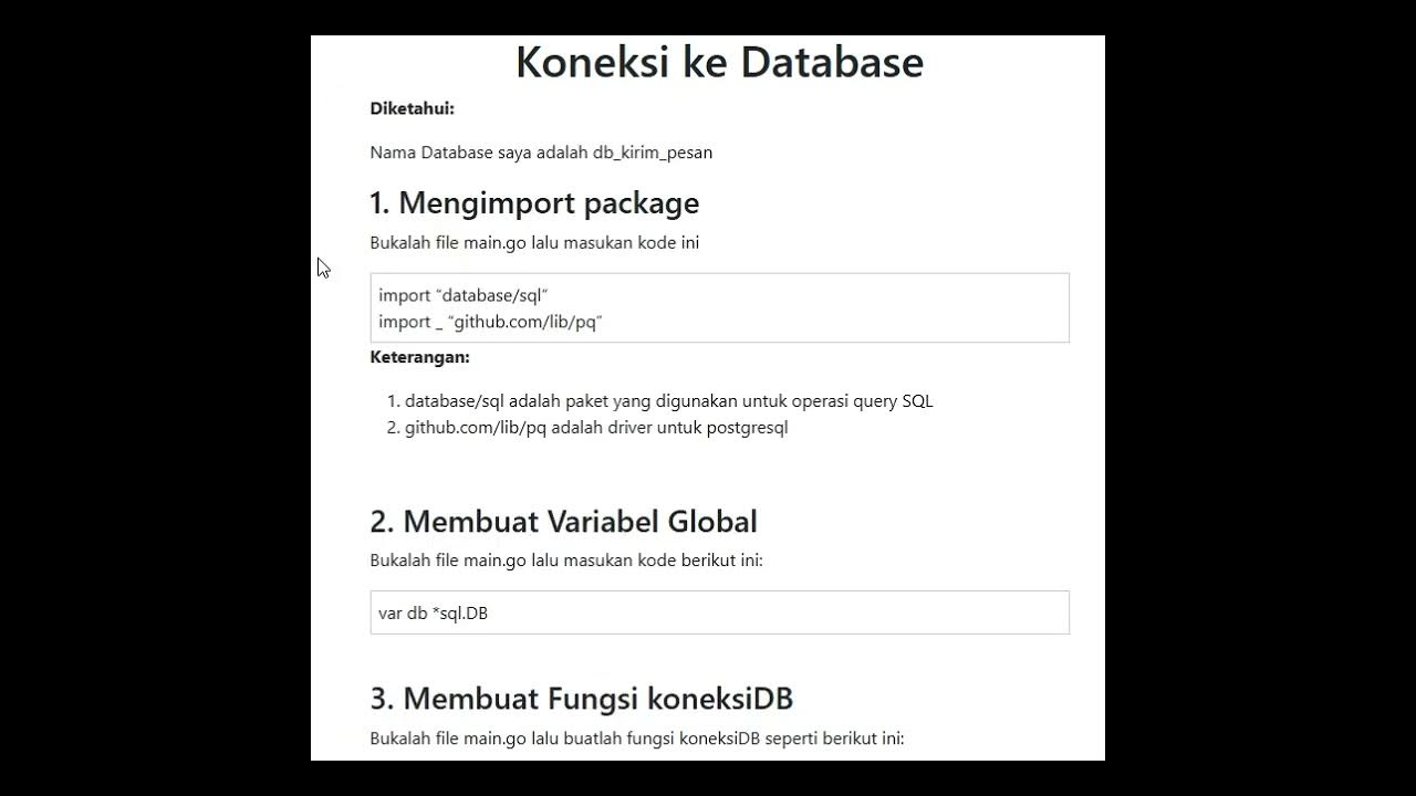 Koneksi Golang ke Database PostgreSQL - YouTube