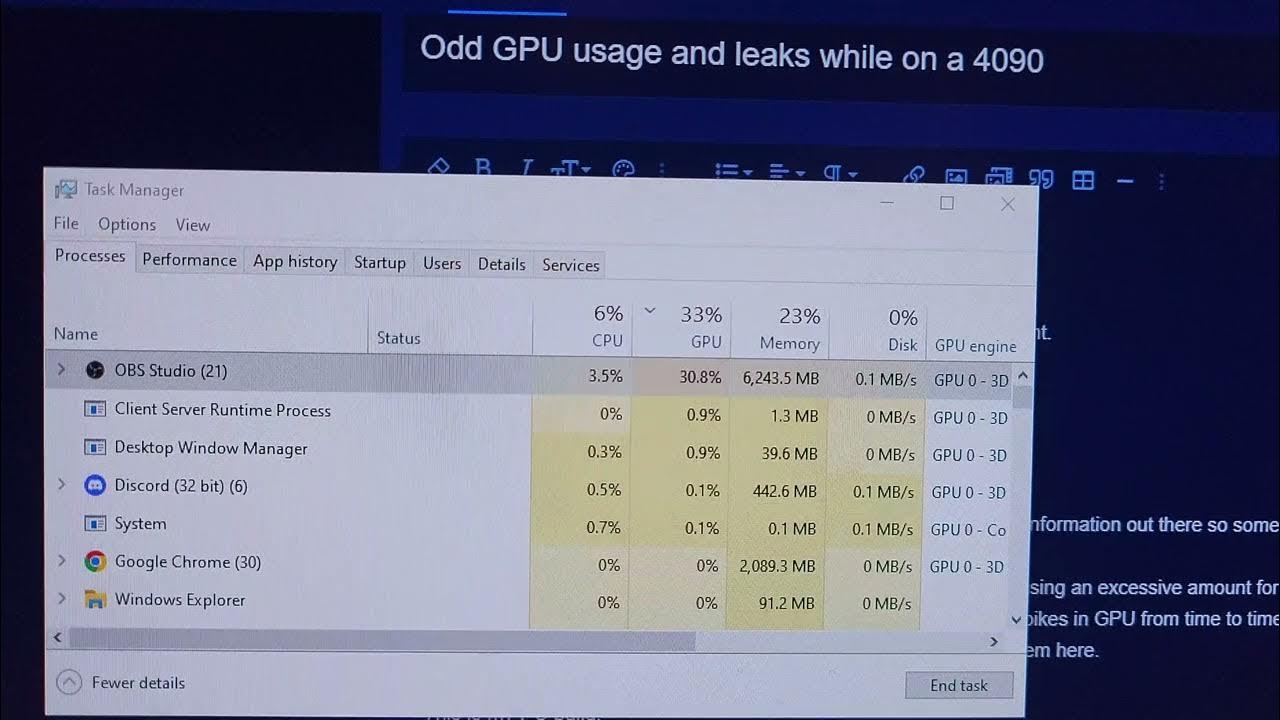 Odd GPU usage and leaks while on a 4090 | OBS Forums