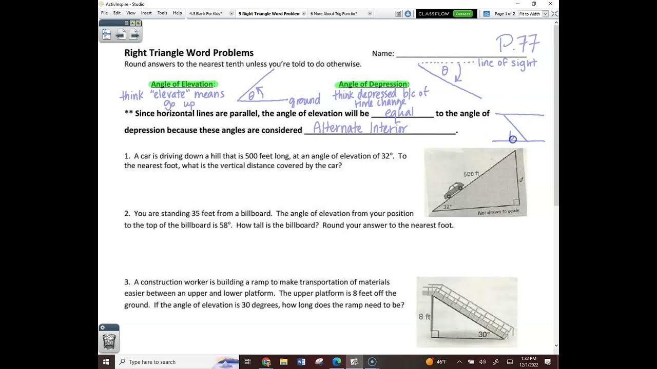 Pg. 77 Right Triangle Word Problems - YouTube