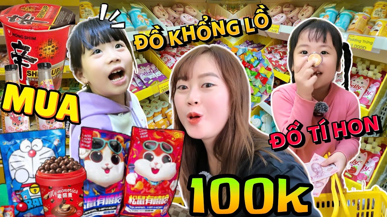 Em Mint Vy Và Em MiMi Thử Thách Mua Đồ Ăn Vặt Tí Hon Và Đồ Ăn Vặt Khổng ...