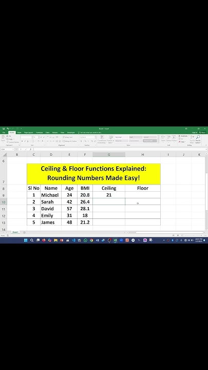Ceiling & Floor Function in Excel | Round Up & Round Down Explained #CeilingFunction # ...