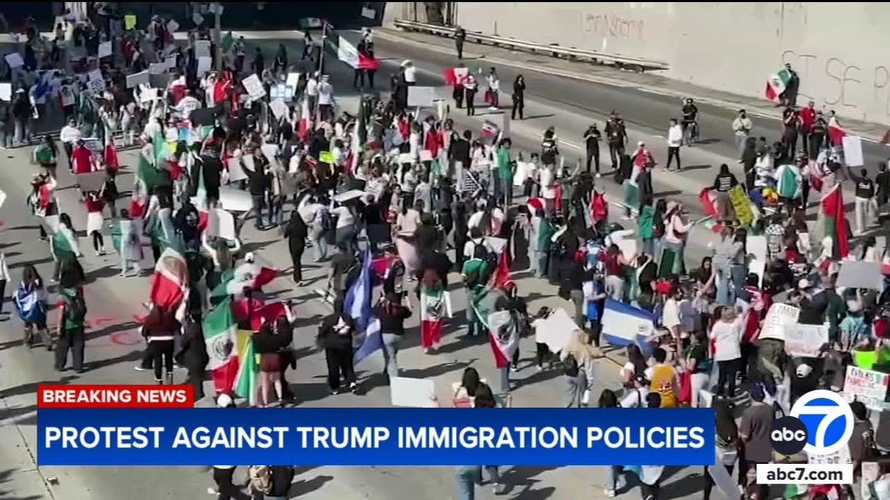 Thousands of anti-ICE protesters block freeway, streets in downtown Los ...