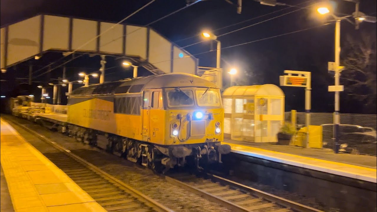Colas 56105 coasts through Longniddry on 6E36 Millerhill to Doncaster ...