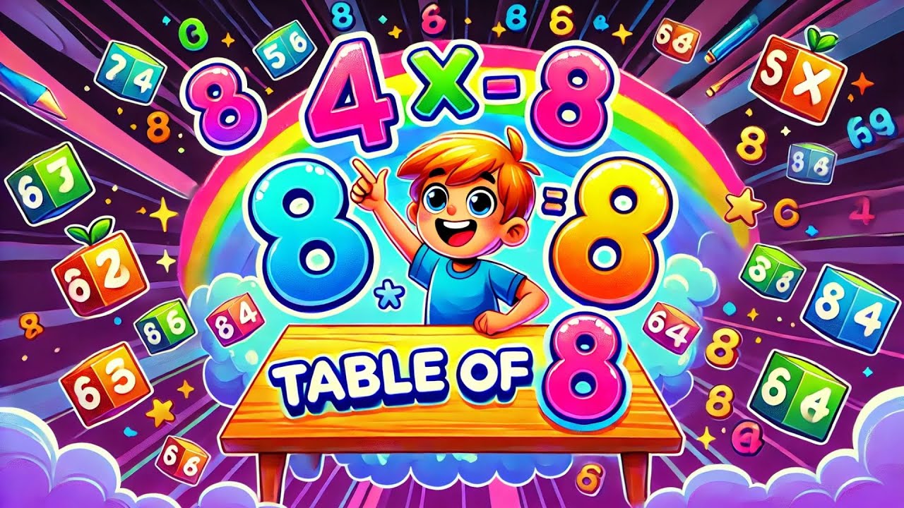 8-x1=8 Multiplication, Table of Eight 8 Tables Song - YouTube
