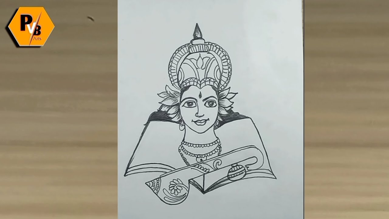 How to Draw Saraswati Devi | సరస్వతి దేవి డ్రాయింగ్ సులభమైన పద్ధతి ...