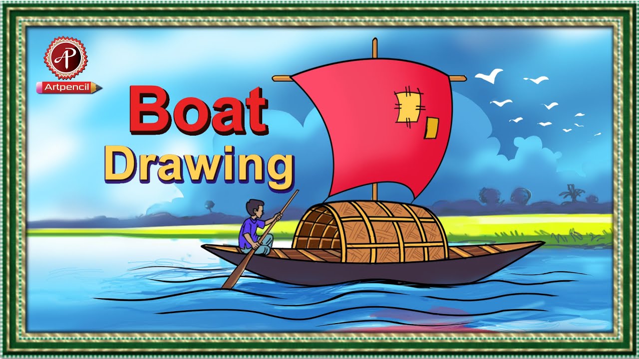 boat drawing | How to draw & color boat | নৌকা আঁকার সহজ নিয়ম | nowka ...