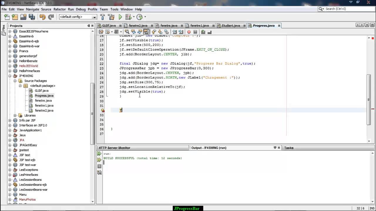 Chraiti Hachem :Formation sur JAVA SWING: 10 ProgressBar2/2 - YouTube