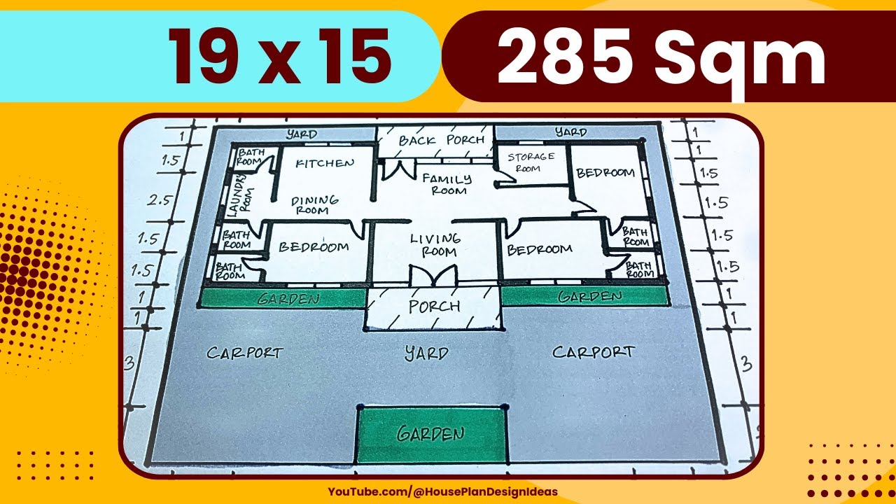 19x15 House Plan Design 285 square meter 3 Bedroom - YouTube