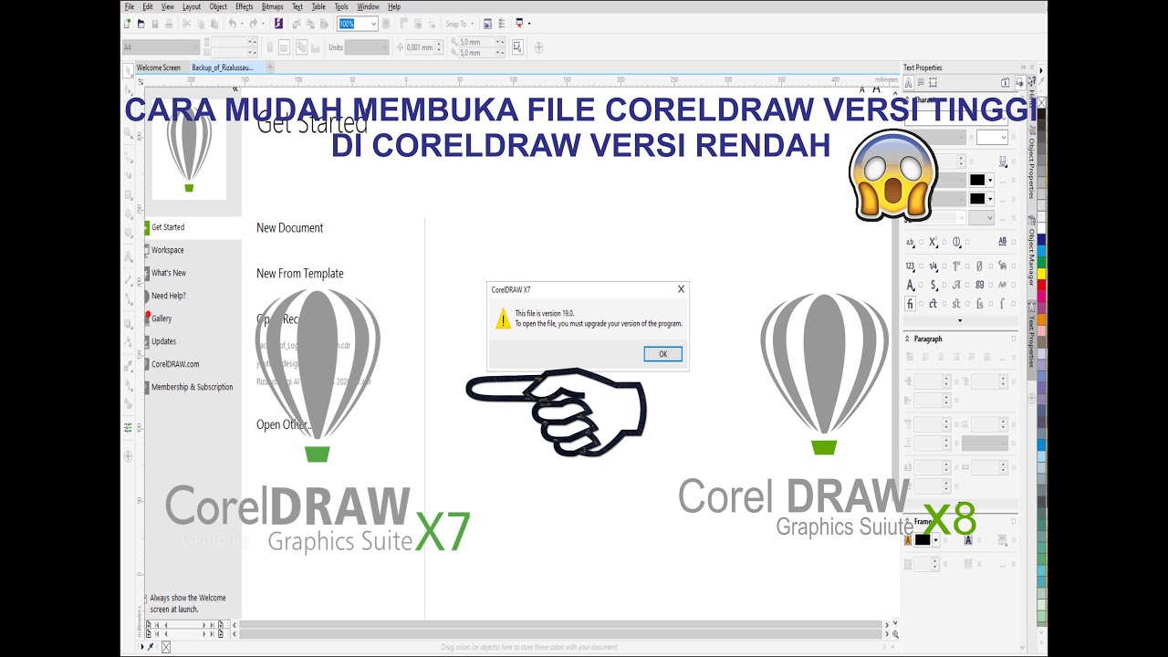 Cara membuka File Coreldraw versi tinggi di versi yang lebih rendah ...