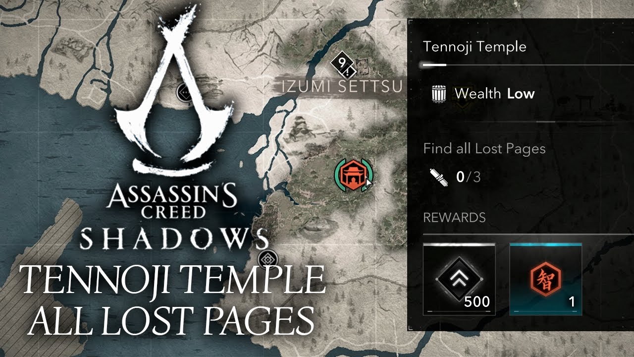 Assassin's Creed Shadows | Tennoji Temple | All Lost Pages | 2025 - YouTube