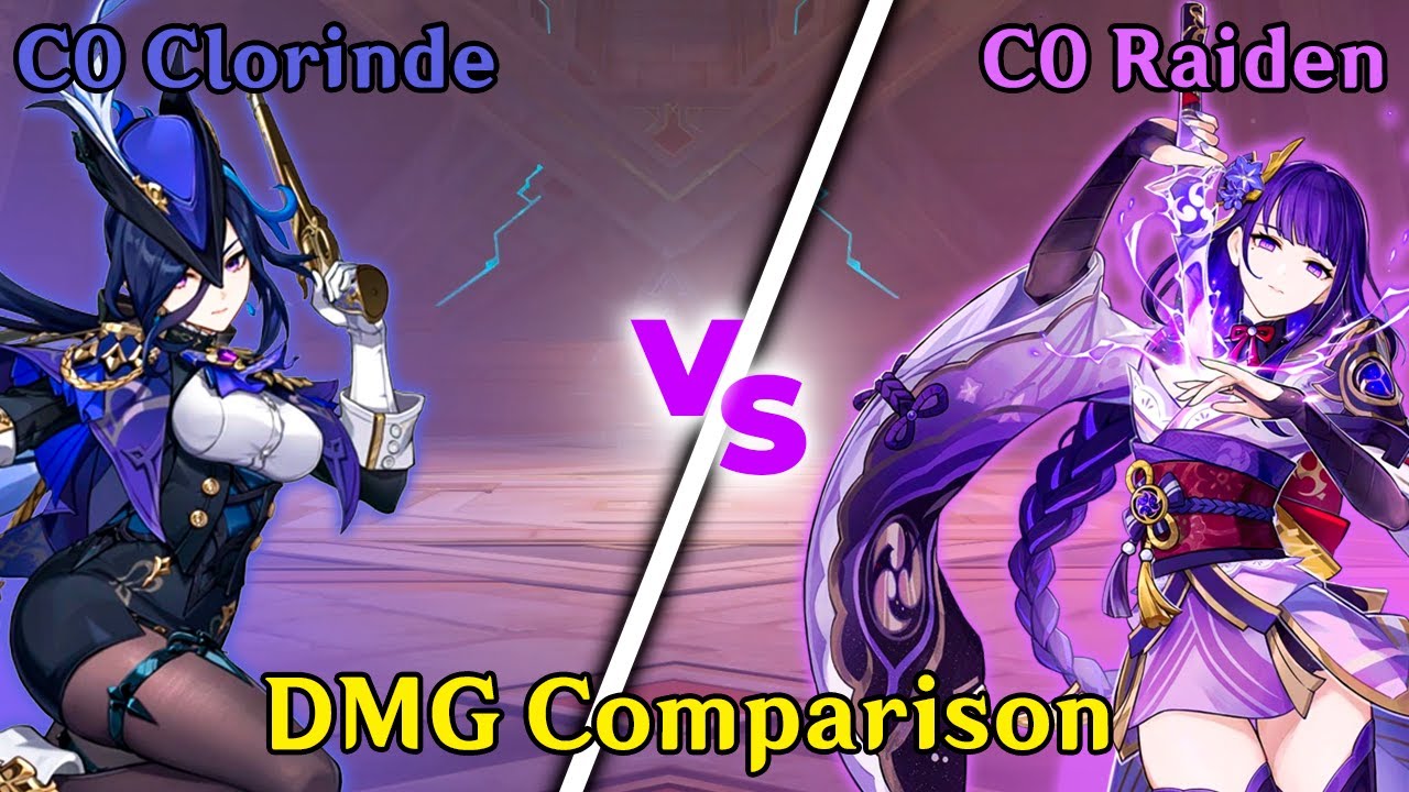 C0 Clorinde vs C0 Raiden - DMG Comparison | Genshin Impact - YouTube