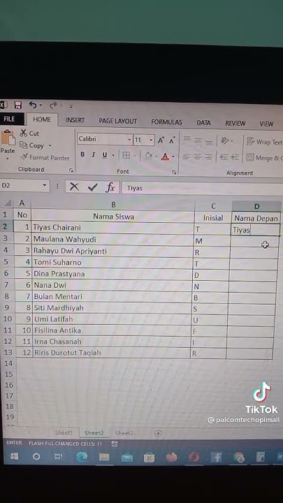 Membuat Inisial Nama Otomatis di Ms Excel - YouTube