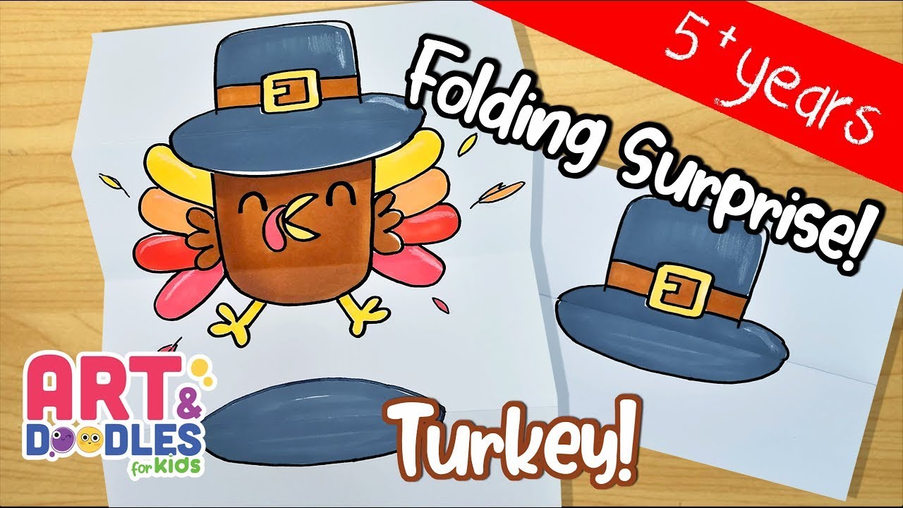 How to draw A TURKEY | FOLDING SURPRISE | Art and doodles for kids ...