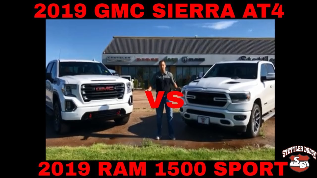 2019 GMC SIERRA AT4 VS 2019 RAM 1500 SPORT - YouTube