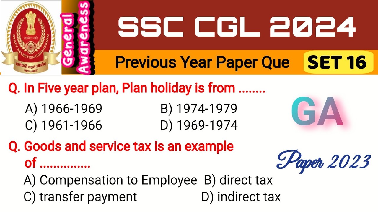 [16] SSC CGL Previous Year Question Paper | Set 16 | General Awareness ...