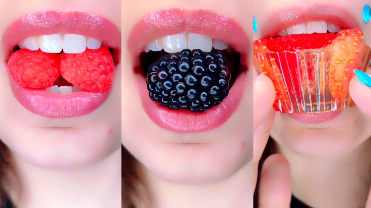 ASMR blackberry blueberry strawberry raspberry eating sounds 블랙베리 블루베리 ...