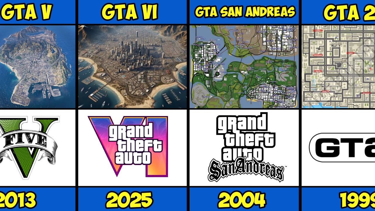 Different Maps Of GTA From 1997 To 2025 - YouTube
